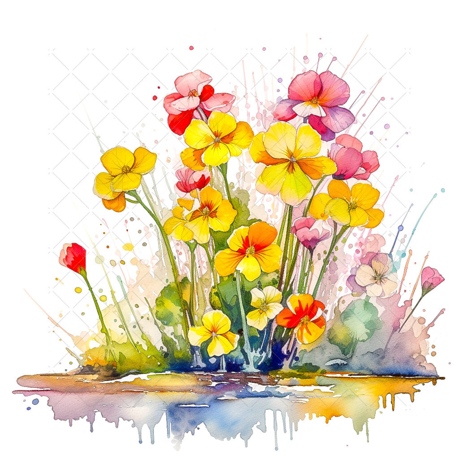 Primrose Flowers in Flowerbed Bundle Clipart, 10 High Quality Jpgs ...