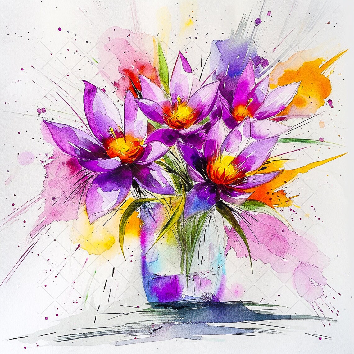 Purple Lotus Flowers in Vase Bundle Clipart, 10 High Quality Jpgs ...