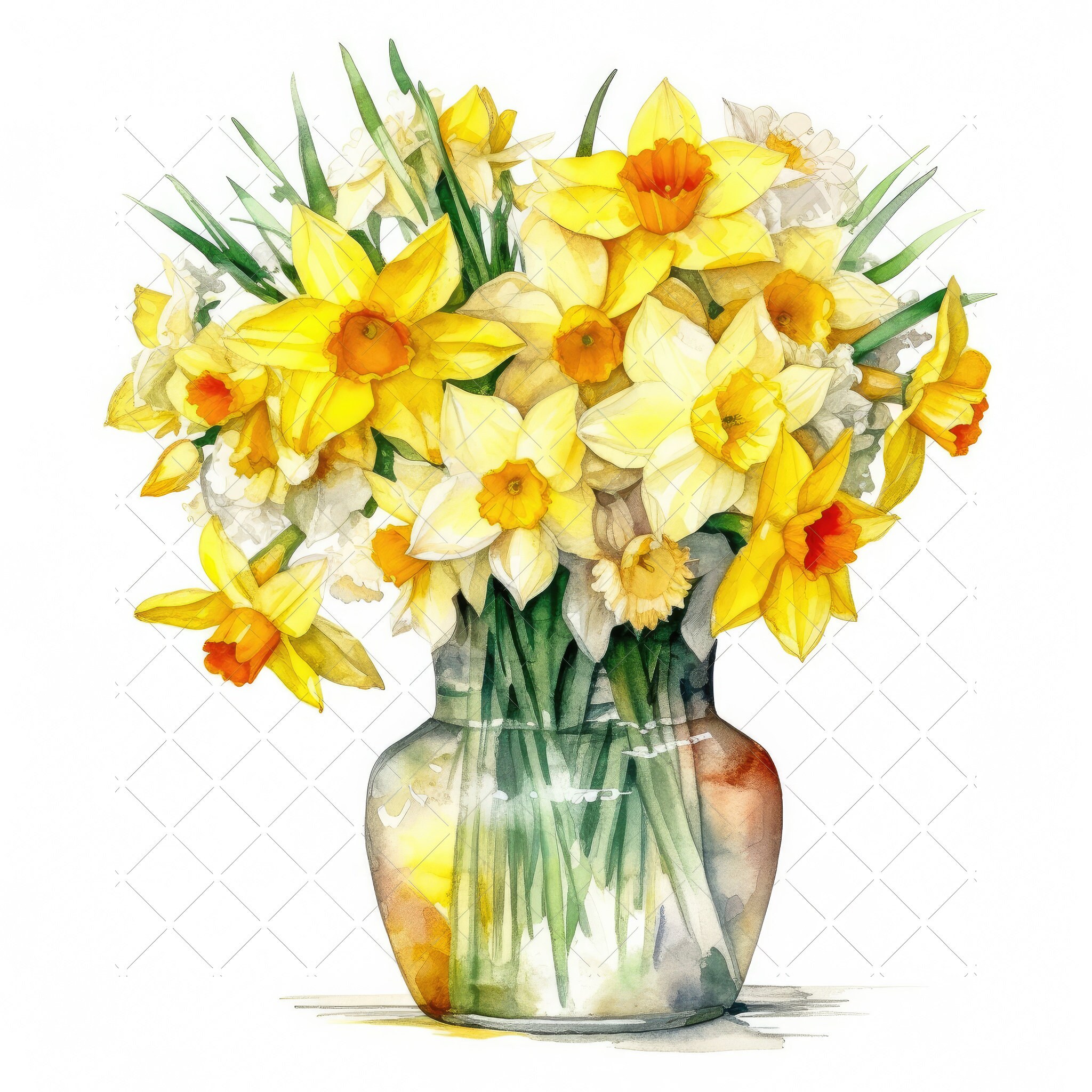 Vase of Daffodil Flowers Bundle Clipart, 10 High Quality Jpgs ...