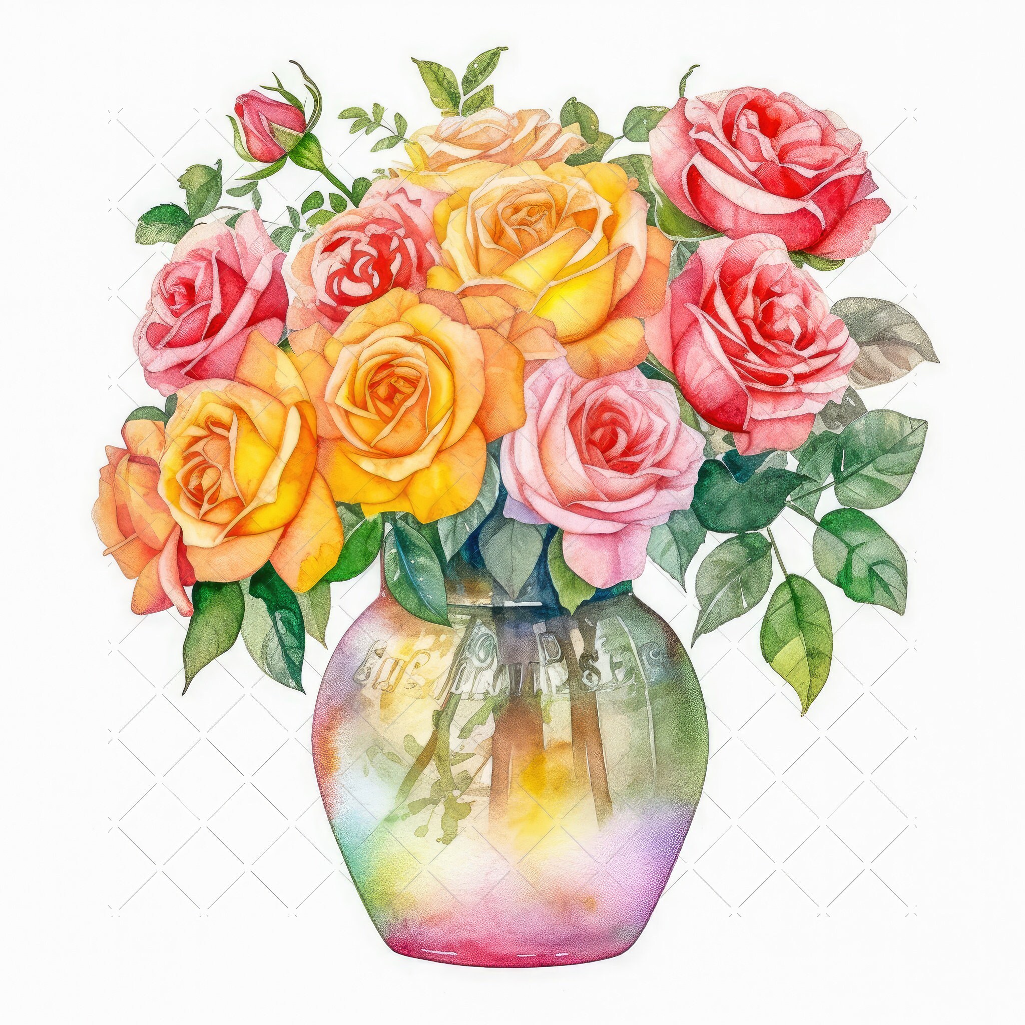 Vase of Roses Flowers Bundle Clipart 10 High Quality Jpgs - Etsy