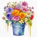 Watercolor Aster Flowers Bouquet Bundle Clipart, 10 High Quality Jpgs ...