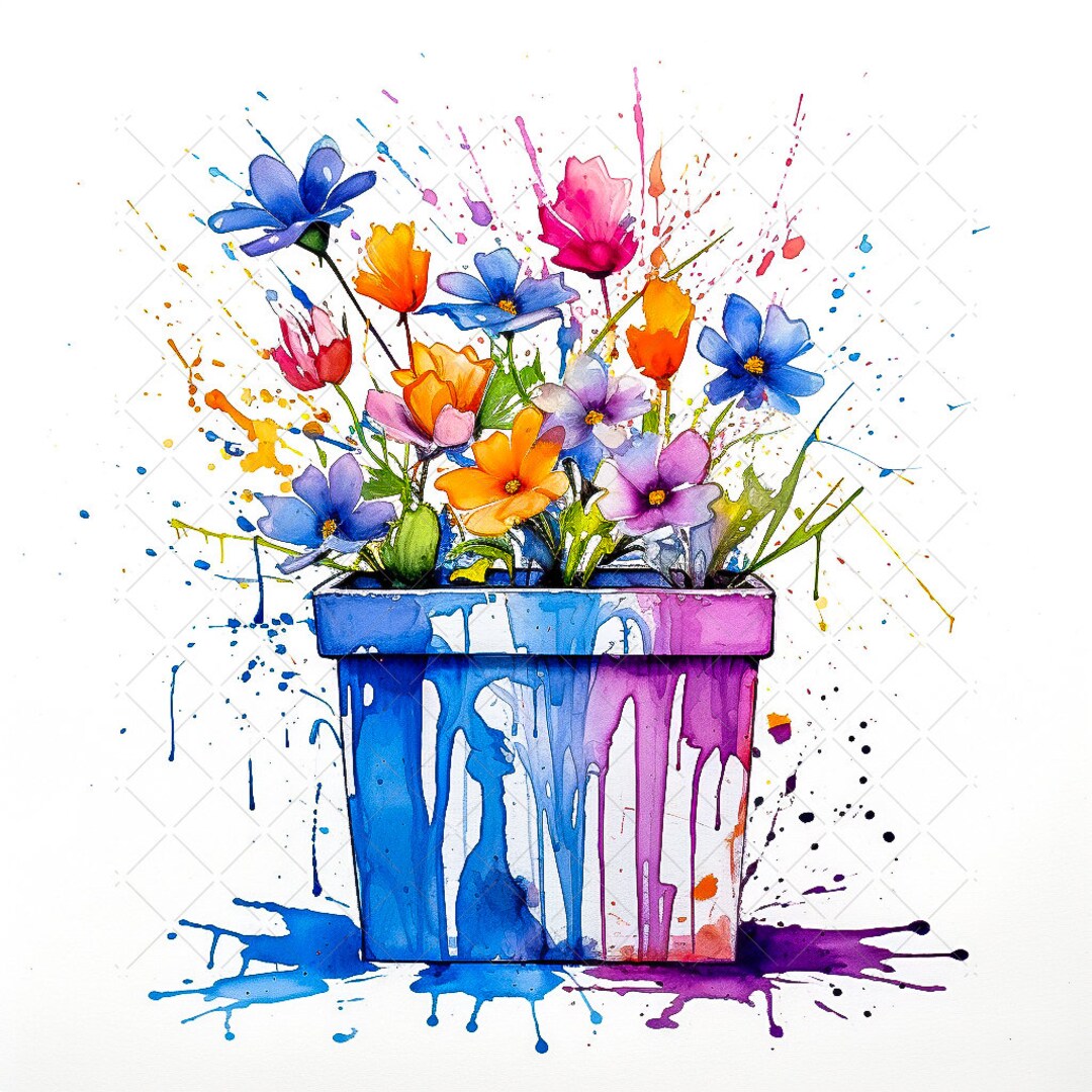 Wild Flowers Bundle Clipart, 10 High Quality Jpgs, Watercolor Flower in ...