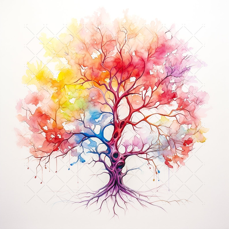 Watercolor Fall Vibrant Trees Bundle Clipart, 10 High Quality Jpgs ...