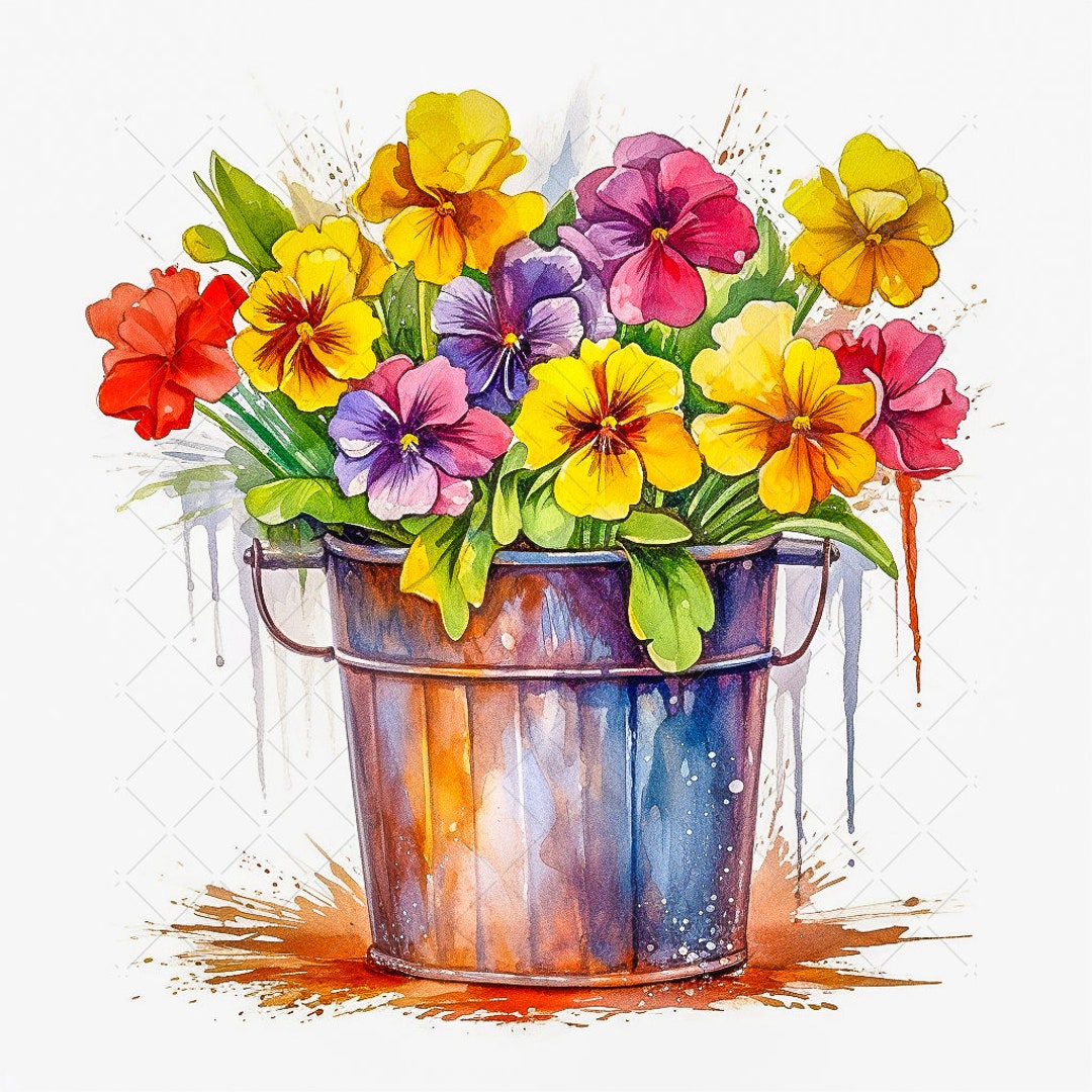 Primrose Flowers in Bucket Bundle Clipart, 10 High Quality Jpgs ...