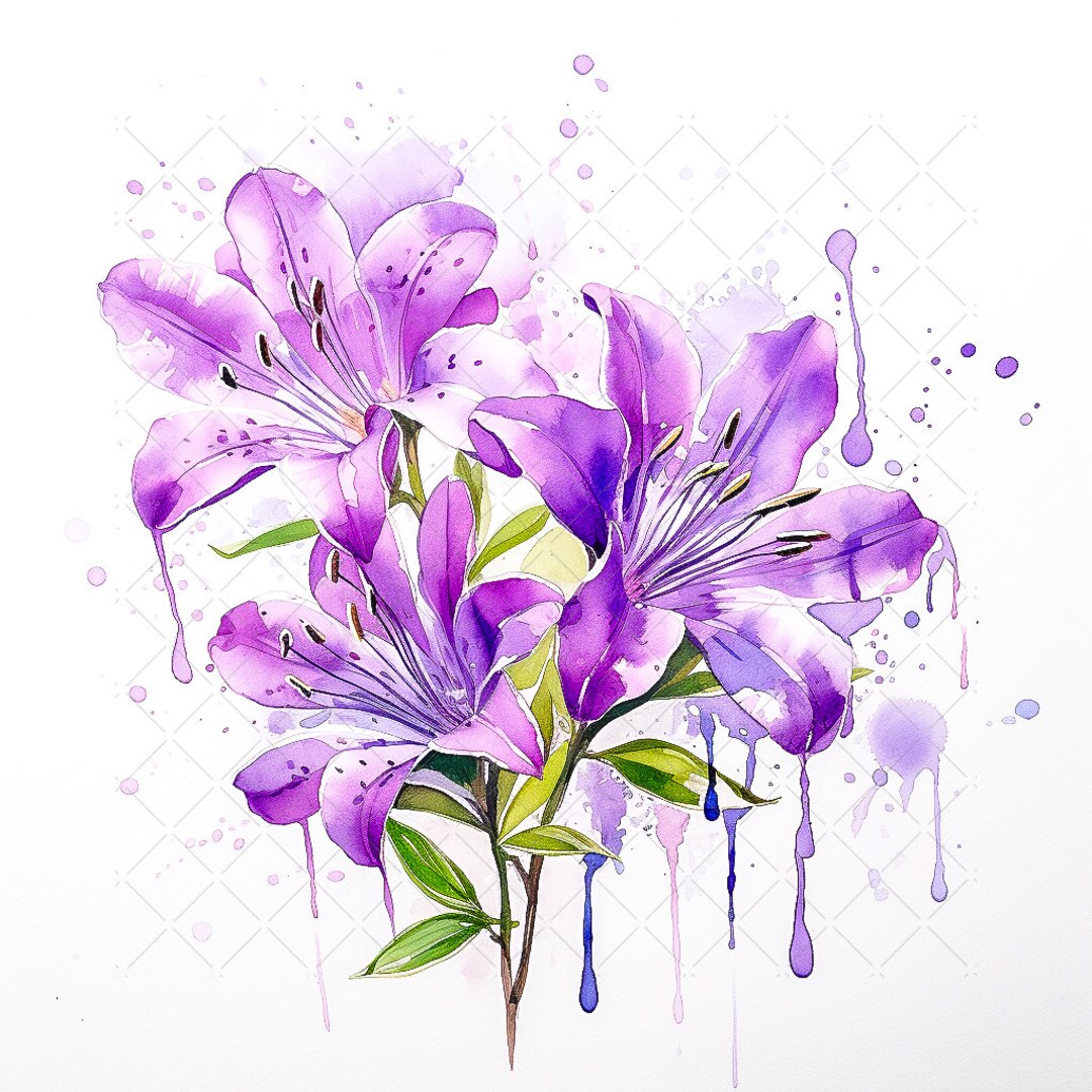 Buy Watercolor Mixed Purple Flowers Bundle Clipart, 10 High Quality ...