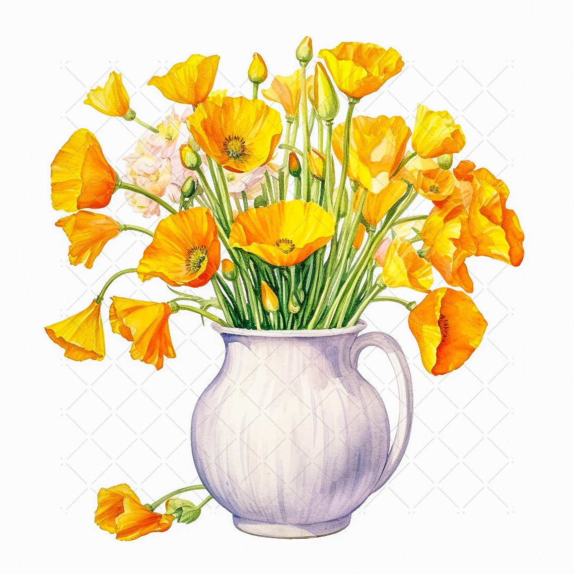 Vase of Orange Poppy Flowers Bundle Clipart, 10 High Quality JPG ...