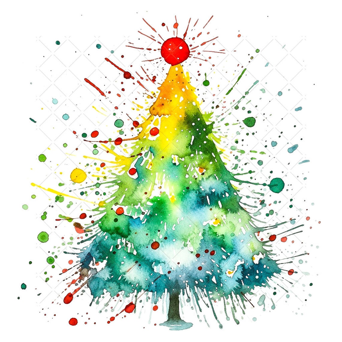 Christmas Trees Bundle Watercolor Clipart, 10 High Quality Jpgs ...