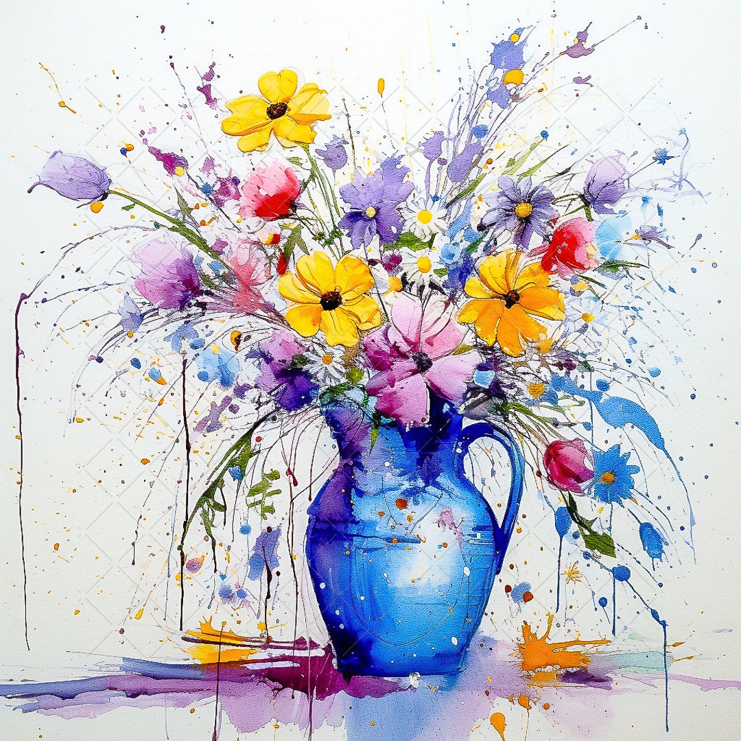 Watercolor Mixed Purple Flowers Bundle Clipart, 10 High Quality Jpgs ...