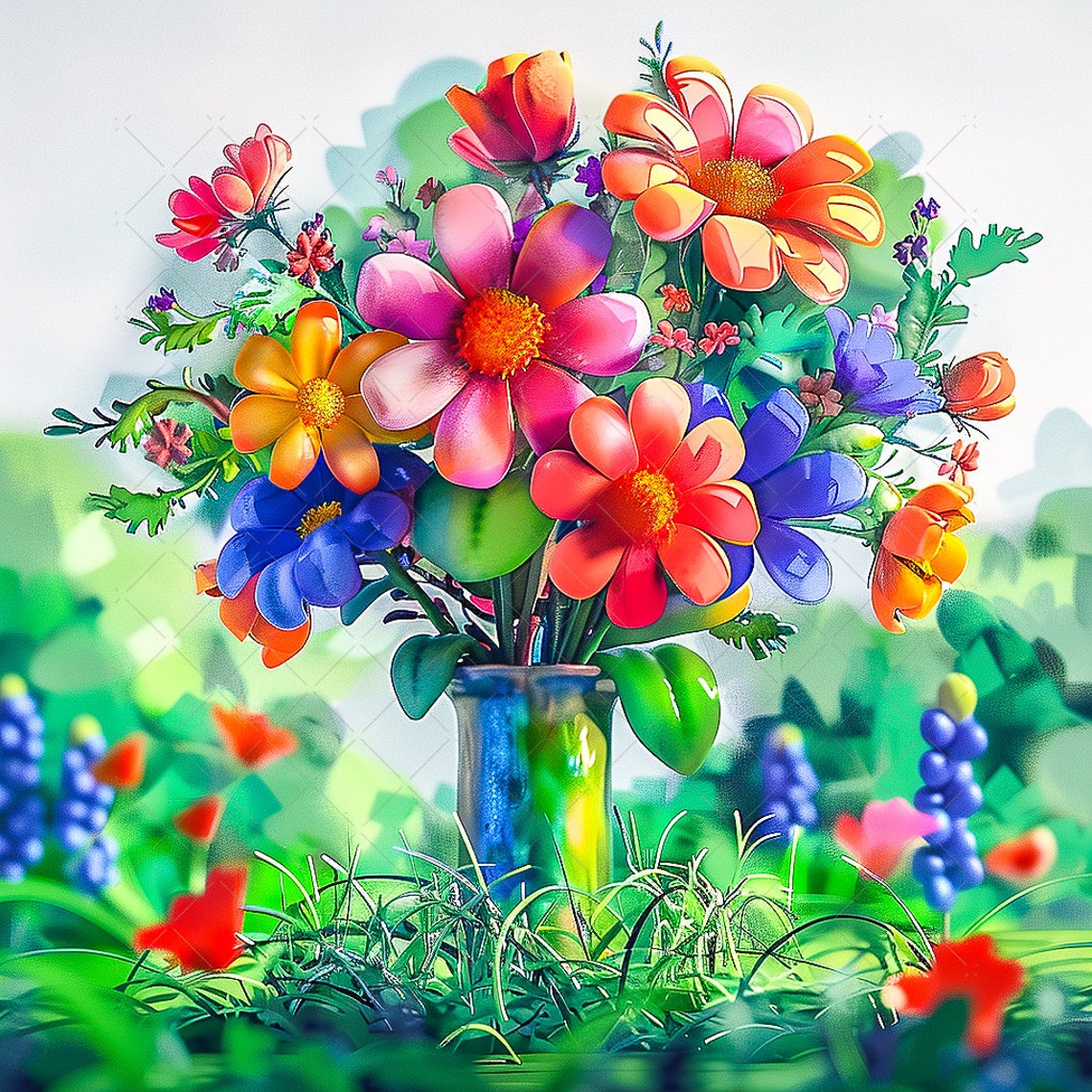 Animated Mixed Flowers Bouquet Bundle Clipart, 10 High Quality Jpgs ...