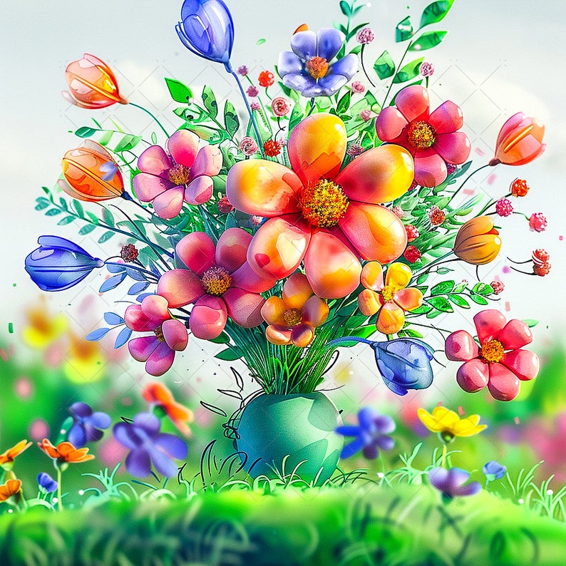 Animated Mixed Flowers Bouquet Bundle Clipart, 10 High Quality Jpgs ...