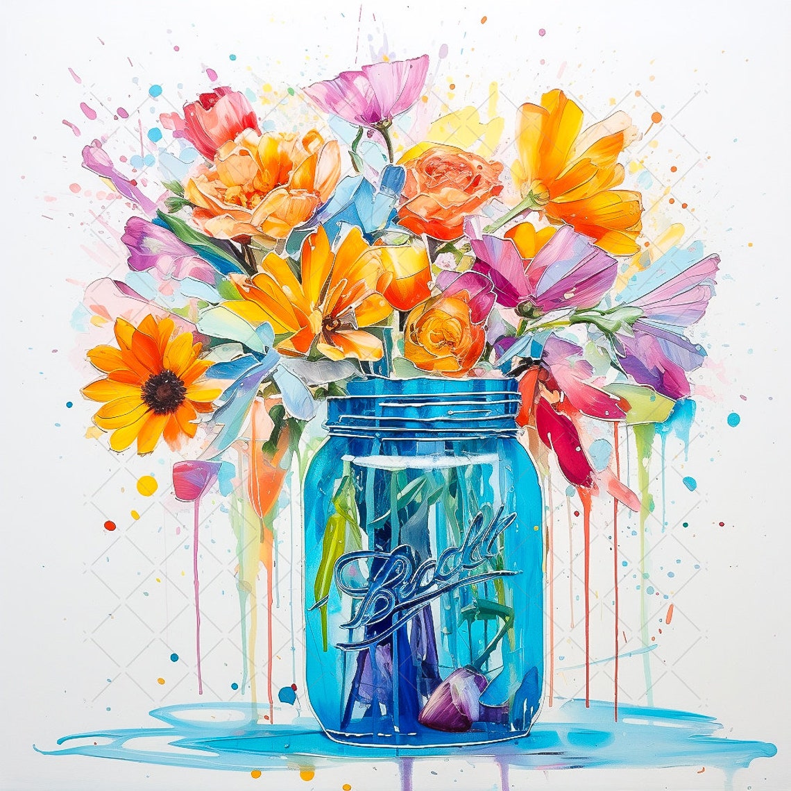 Wild Flowers Bundle Clipart, 10 High Quality Jpgs, Watercolor Flower in ...