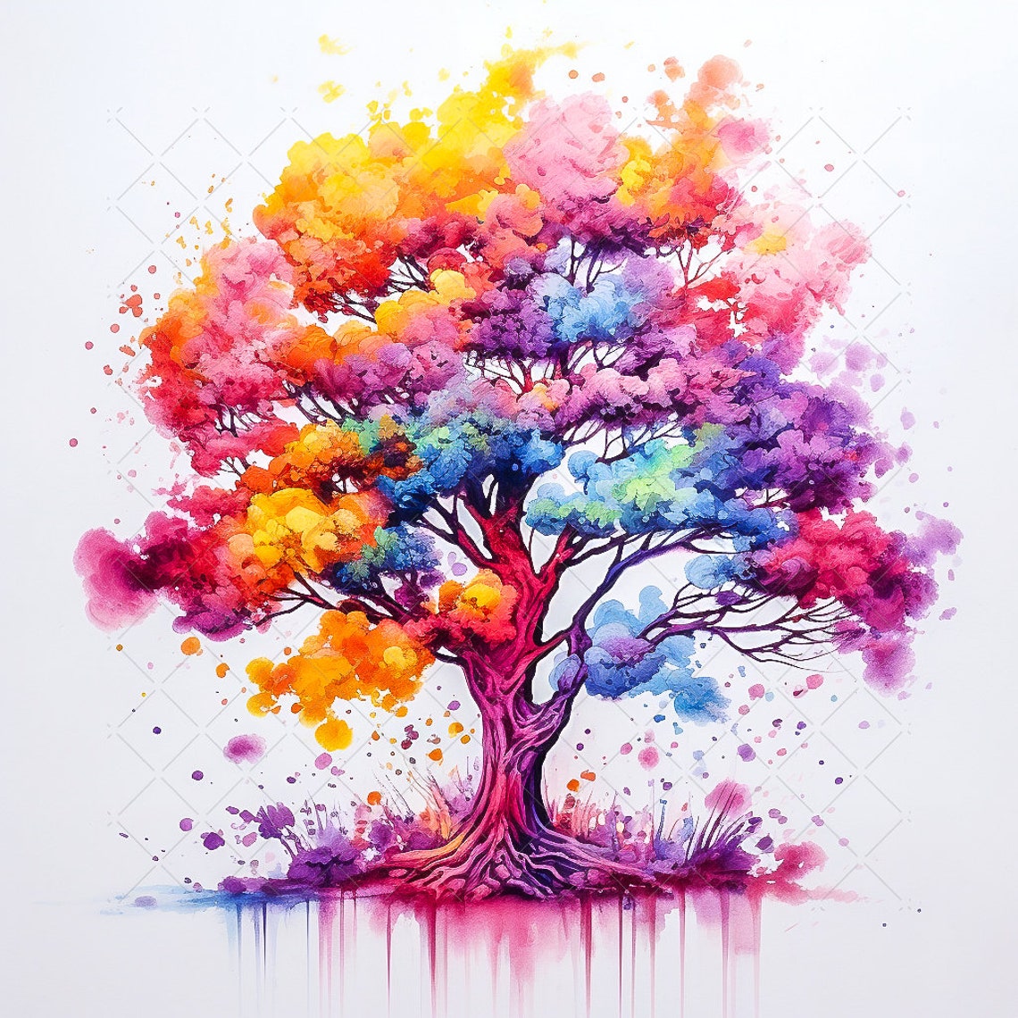 Vibrant Red Watercolor Trees Bundle Clipart, 10 High Quality Jpgs ...