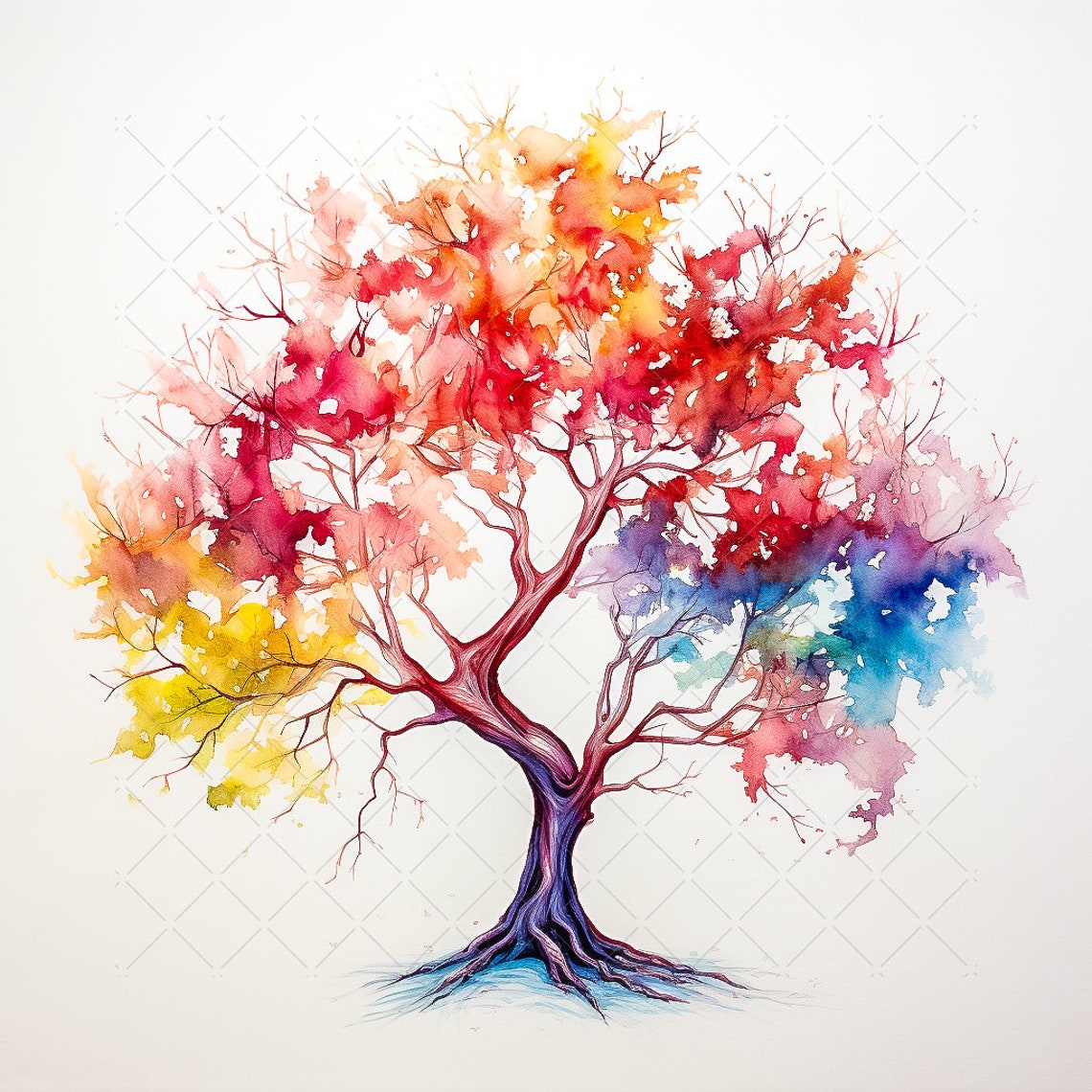 Watercolor Fall Vibrant Trees Bundle Clipart, 10 High Quality Jpgs ...