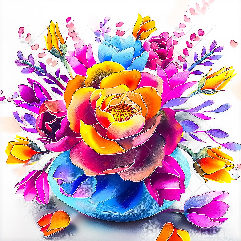 Animated Mixed Flowers Bouquet Bundle Clipart, 10 High Quality Jpgs ...