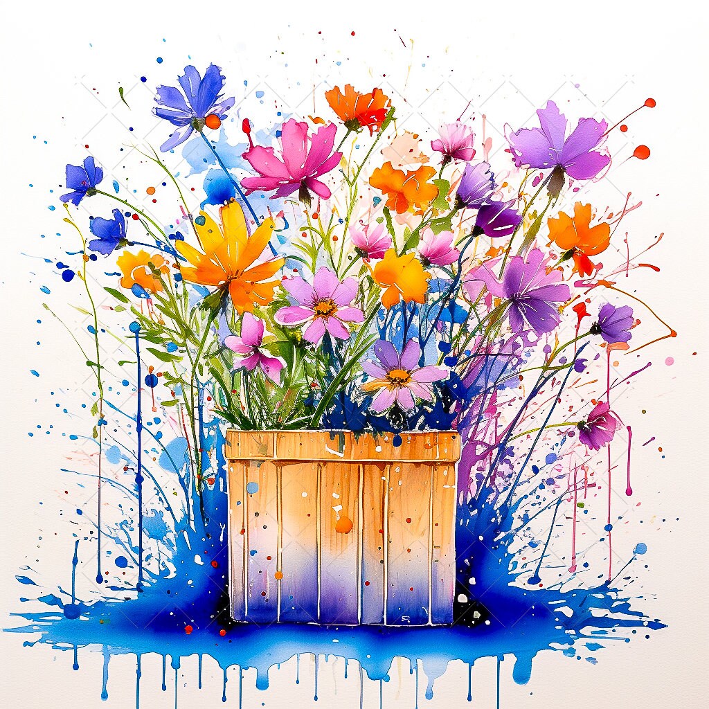 Wild Flowers Bundle Clipart, 10 High Quality Jpgs, Watercolor Flower in ...
