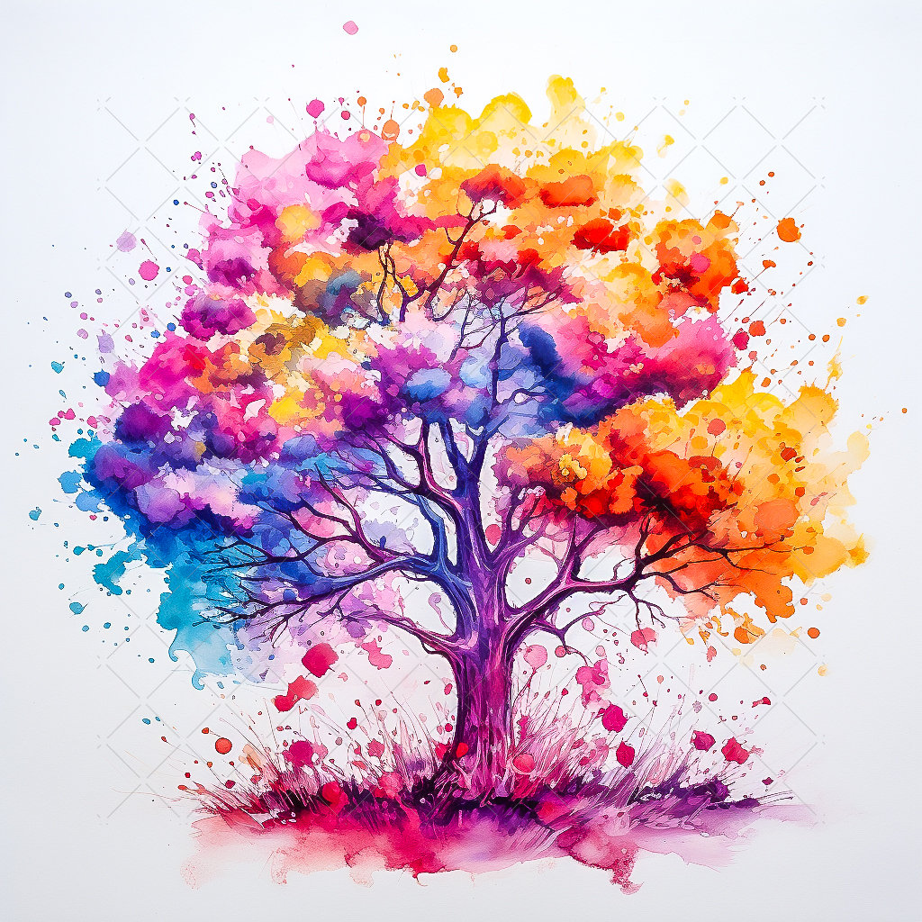 Vibrant Red Watercolor Trees Bundle Clipart, 10 High Quality Jpgs ...