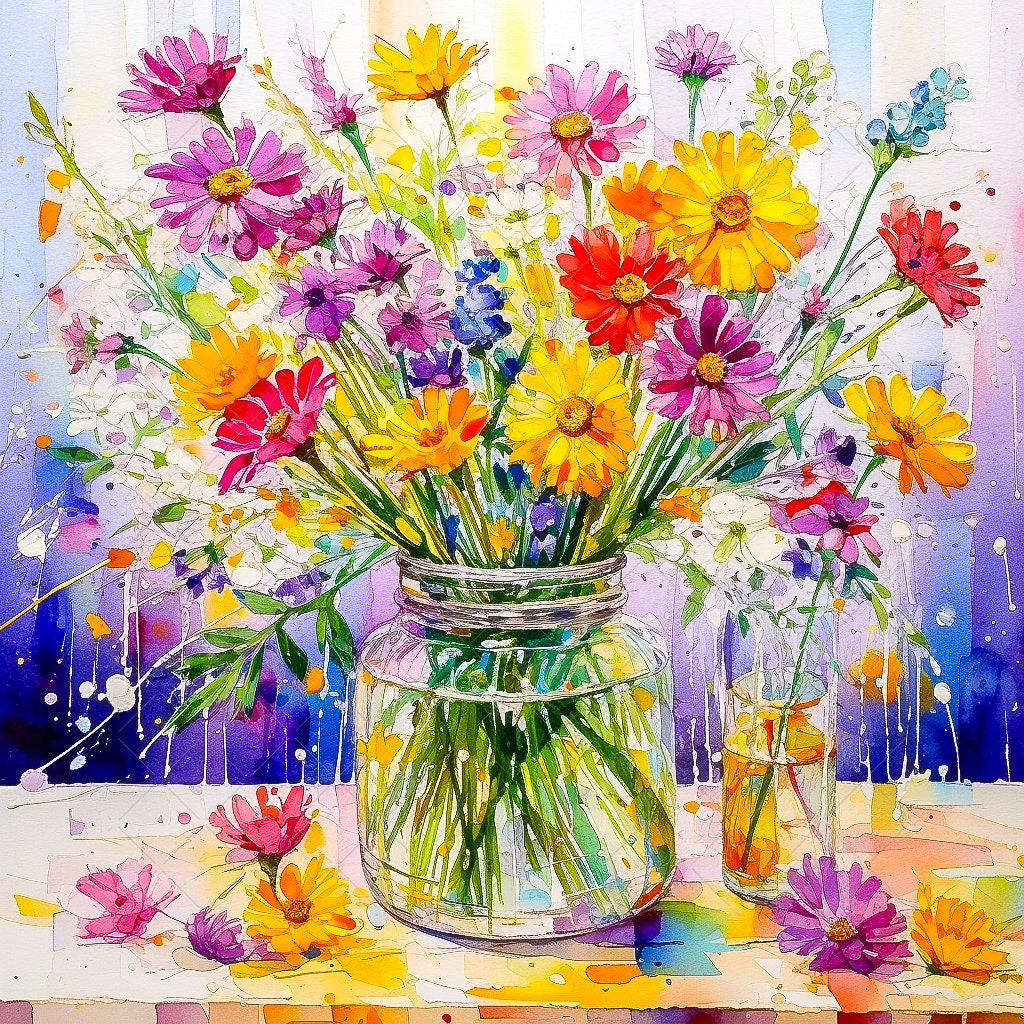 Wild Flowers Bundle Clipart, 10 High Quality Jpgs, Watercolor Flower in ...