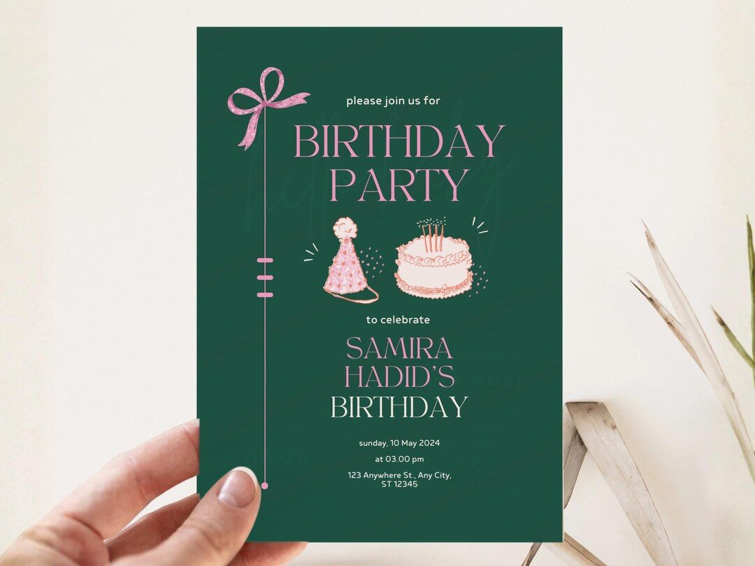 Editable Birthday Party Invitation, Canva Template (digital Download ...