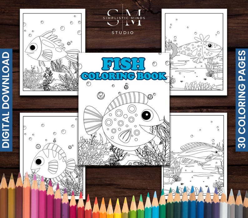 Fish Coloring Worksheets Bundle | Printable PDF | Fun Creative Activity ...
