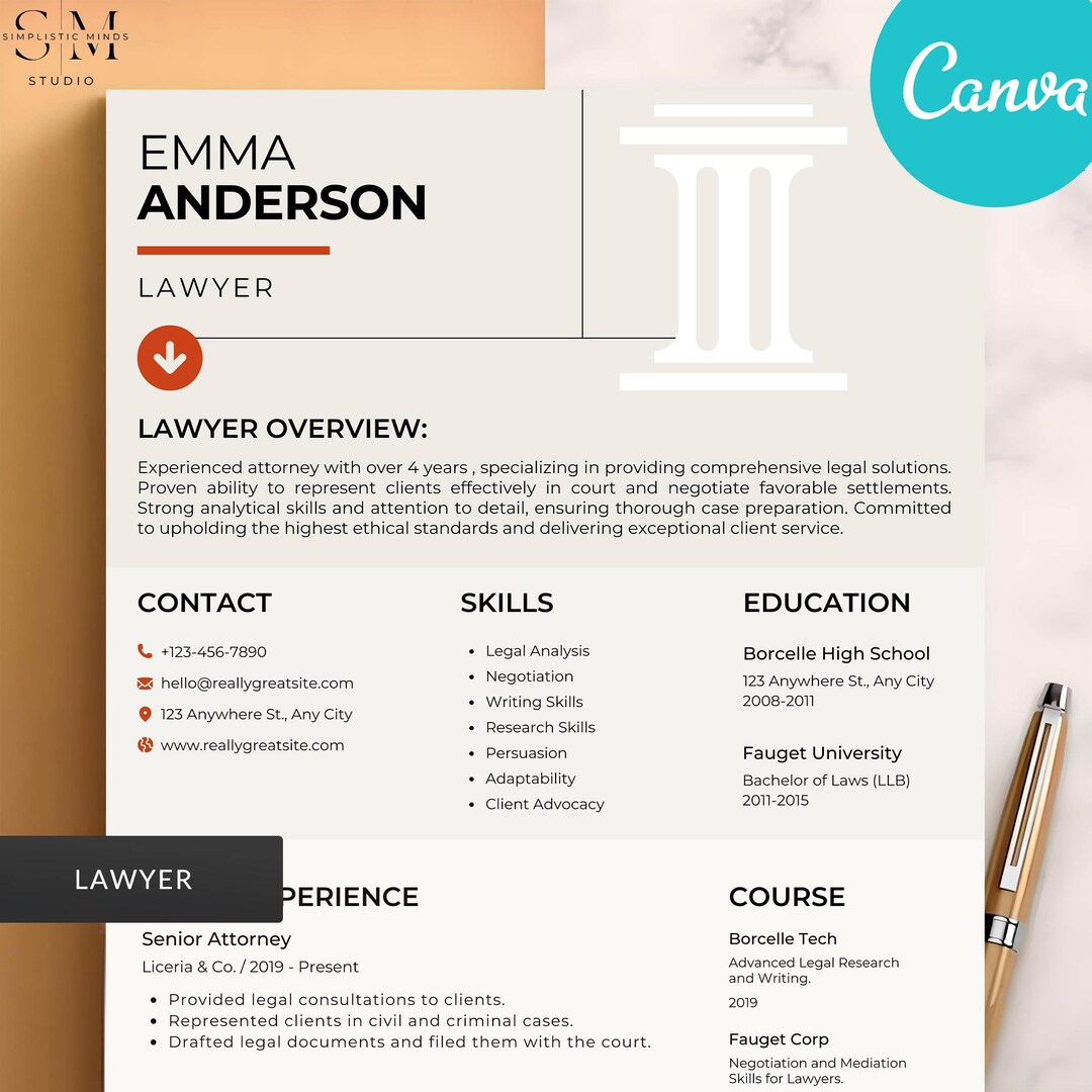 Modern Resume & Cover Letter Template | Clean Canva CV - Etsy