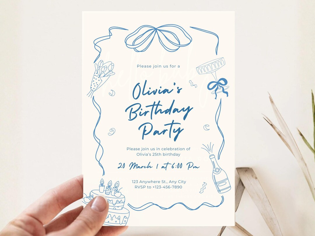 Elegant Birthday Party Invitation, Editable Template (digital Download ...