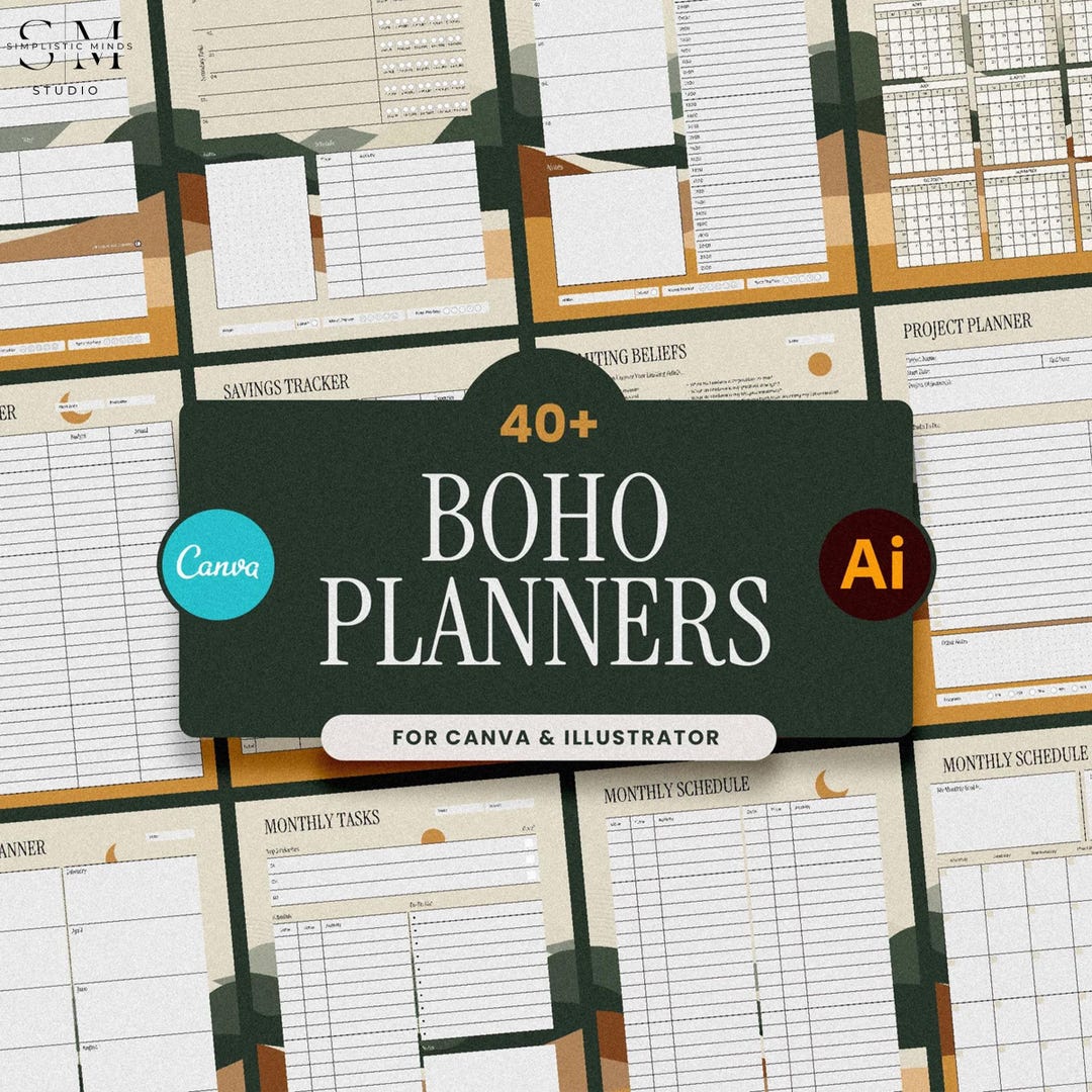 Boho Planner Mega Bundle | 40+ Canva Templates (digital Download) - Etsy