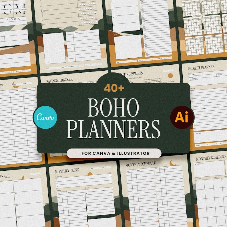 Boho Planner Mega Bundle | 40+ Canva Templates (digital Download) - Etsy