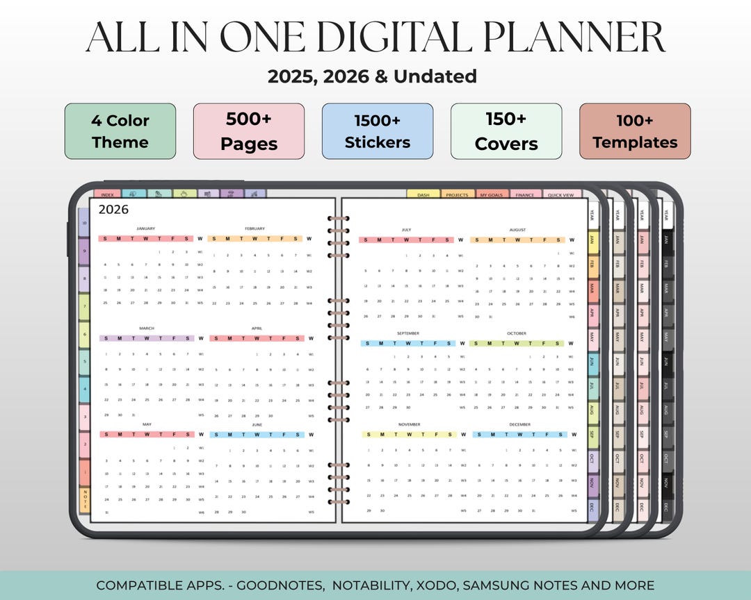 2025 2026 & Undated Digital Planner, Goodnotes Planner, Aesthetic ...