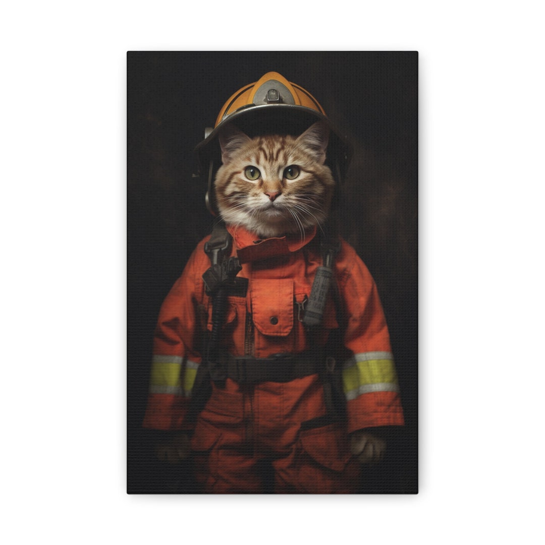 Firefighter Cat - Fearless and Irresistible!: Classic Canvas - Etsy