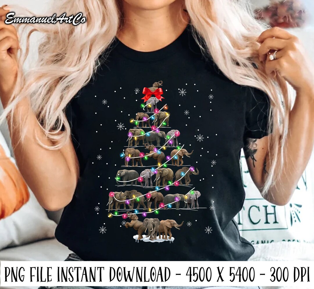 Elephant Christmas Tree Png Elephant Christmas Png Funny - Etsy
