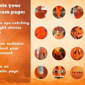 Orange Luxury Instagram Highlight Covers, Orange Editable Icons, Story ...