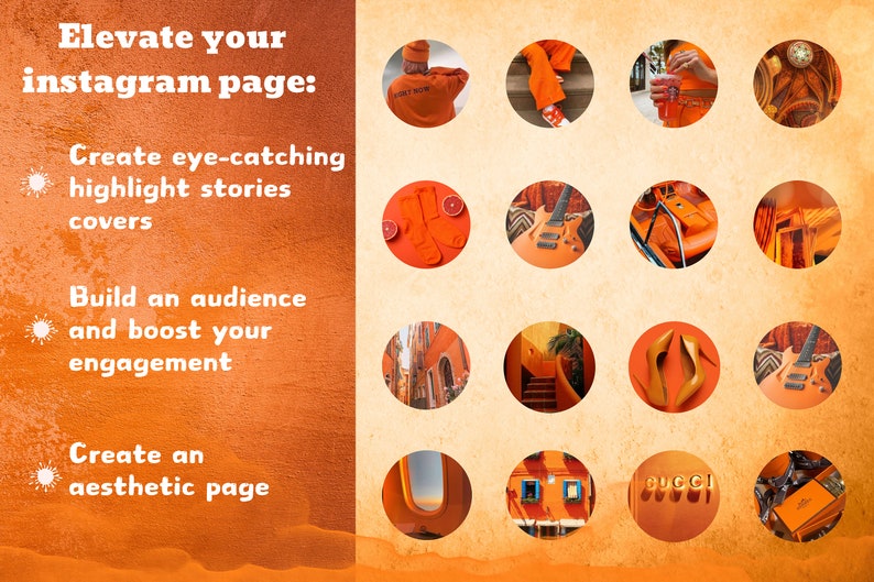 Orange Luxury Instagram Highlight Covers, Orange Editable Icons, Story ...