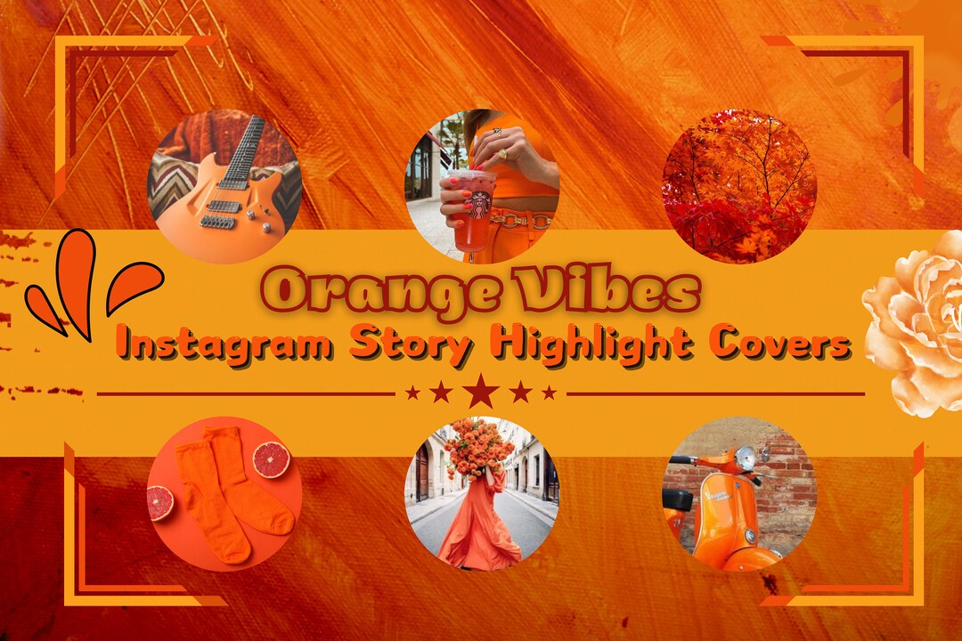 Orange Luxury Instagram Highlight Covers, Orange Editable Icons, Story ...