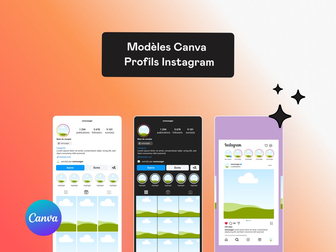 100% Customizable Canva Instagram Profile Templates to Create Creative ...