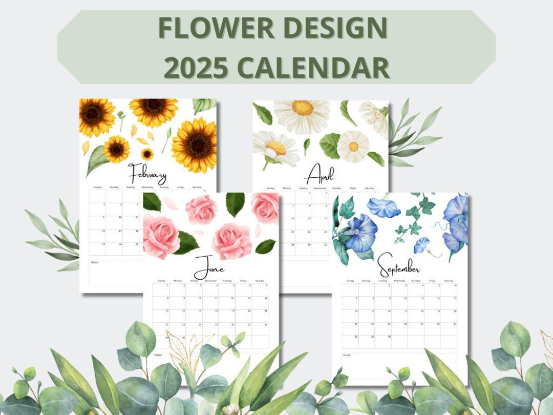 2025 Printable Flower Calendar A5 Digital Download PDF & JPG Best for ...