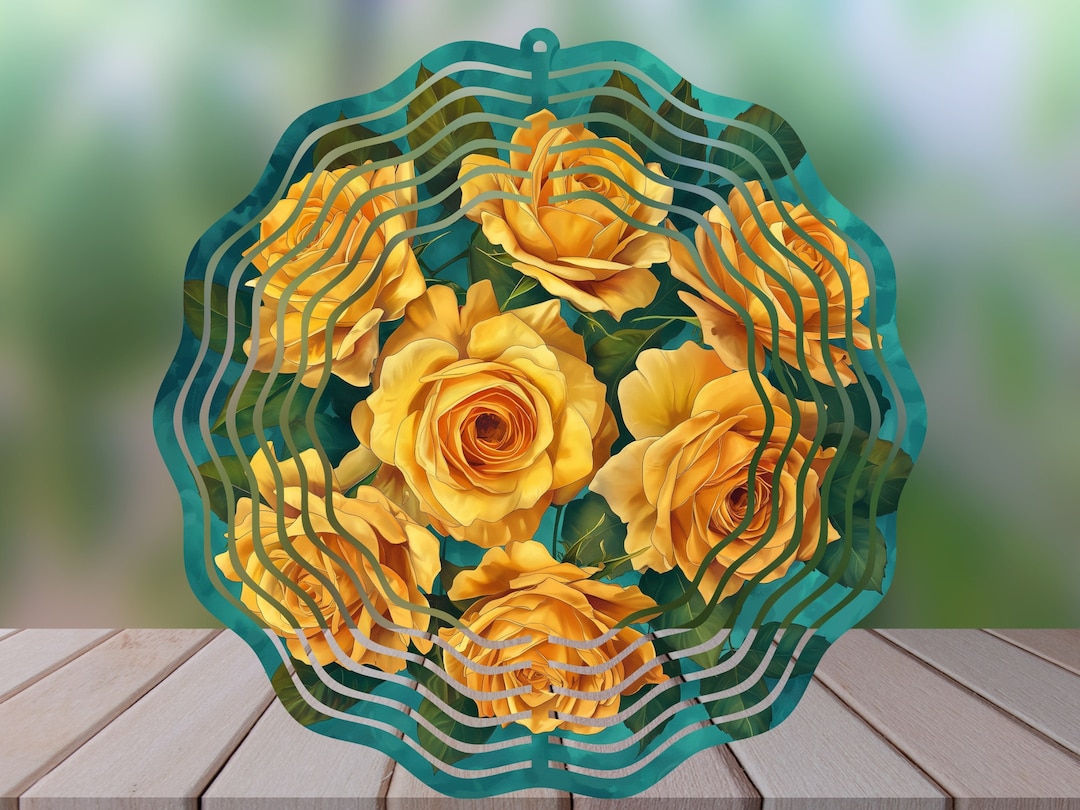 Yellow Roses Art PNG Wind Spinner Sublimation Design, High Quality PNG ...