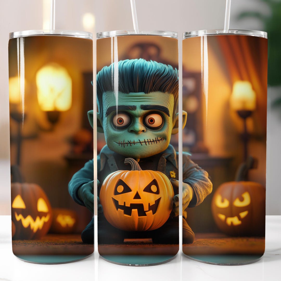 Mini Frankenstein 20 Oz Tumbler Wrap Halloween Sublimation Design, High ...