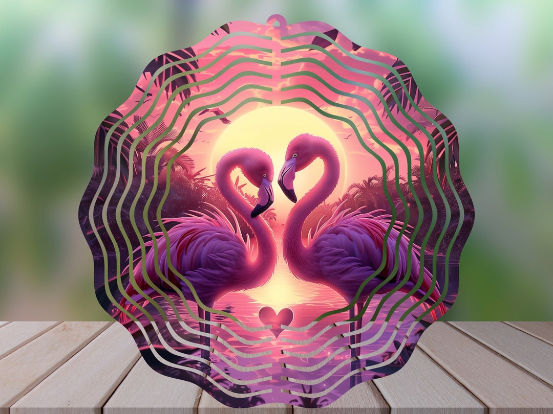 Pink Sunset Flamingos PNG Wind Spinner Sublimation Design, High Quality ...