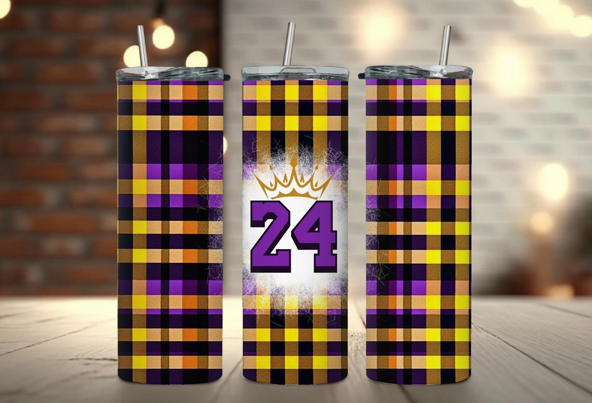Kobe Bryant #24, Los Angeles Lakers, Purple and Yellow 20 Oz Tumbler ...