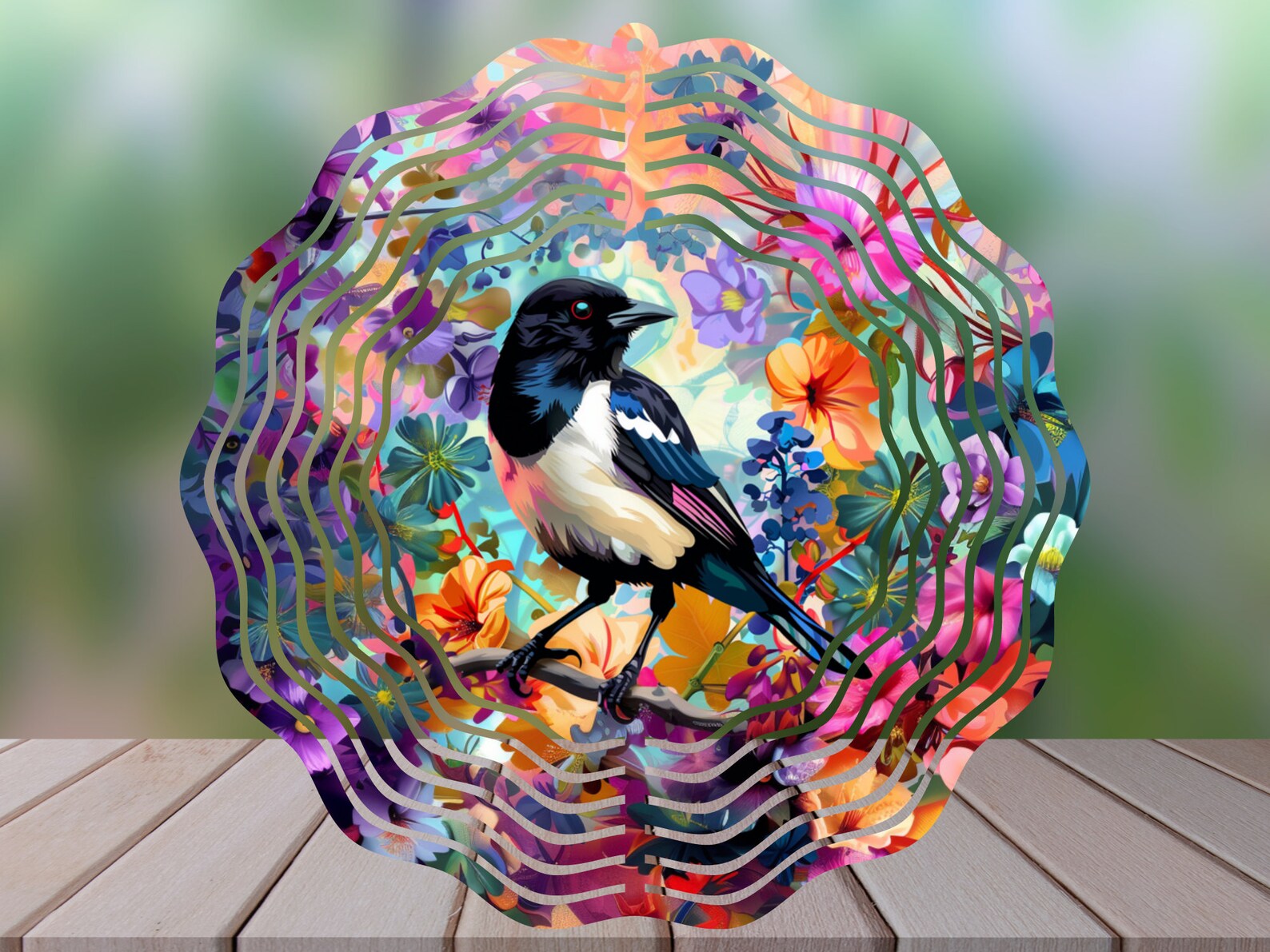 Magpie in Spring PNG Wind Spinner Sublimation Design, High Quality PNG ...