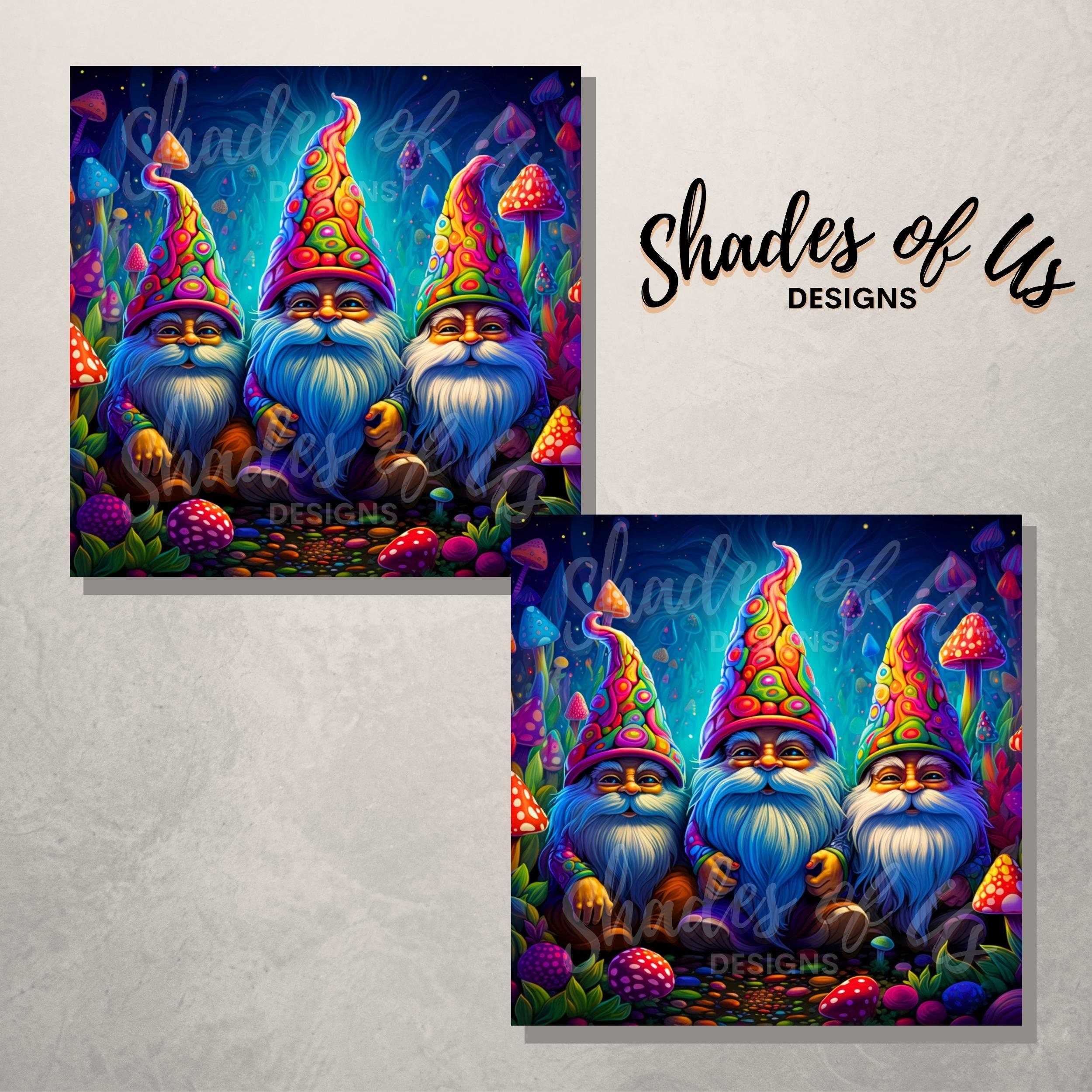 Psychedelic Gnomes, Fantasy 20 Oz Tumbler Wrap Sublimation Design ...