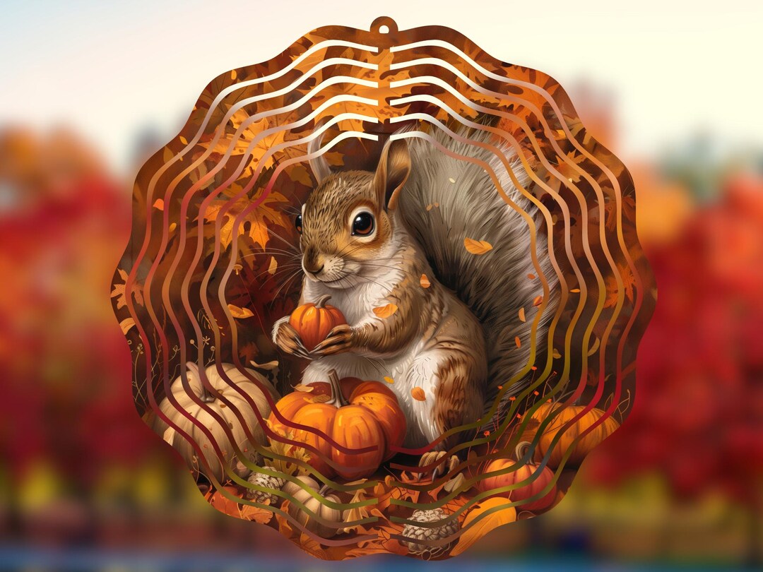 Autumn Squirrel PNG Wind Spinner Sublimation Design, Instant Digital ...