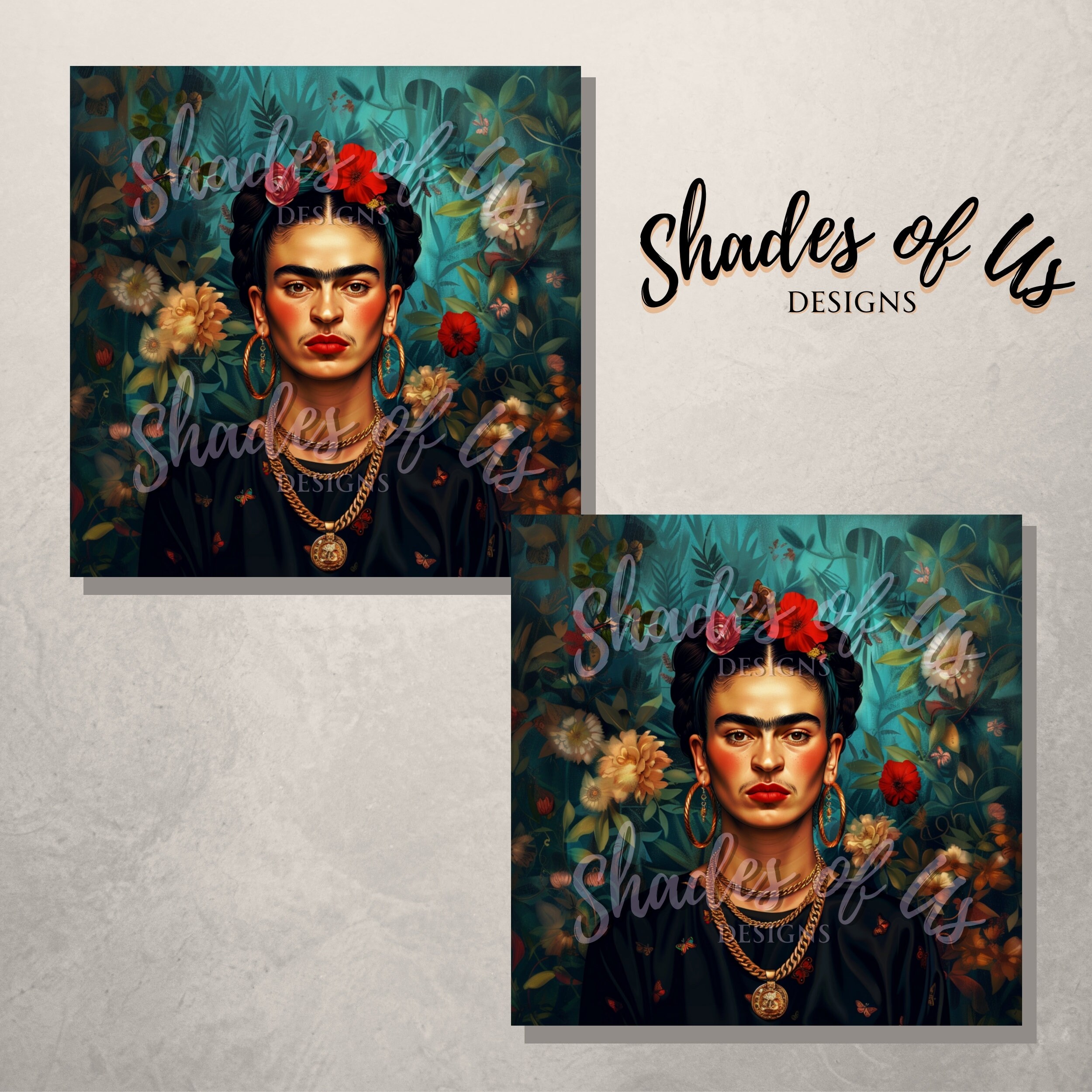 Modern Frida Kahlo PNG Wind Spinner Sublimation Design, High Quality ...