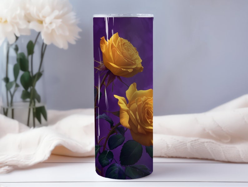 Yellow Roses Art 20 Oz Tumbler Wrap Sublimation Design, High Quality ...