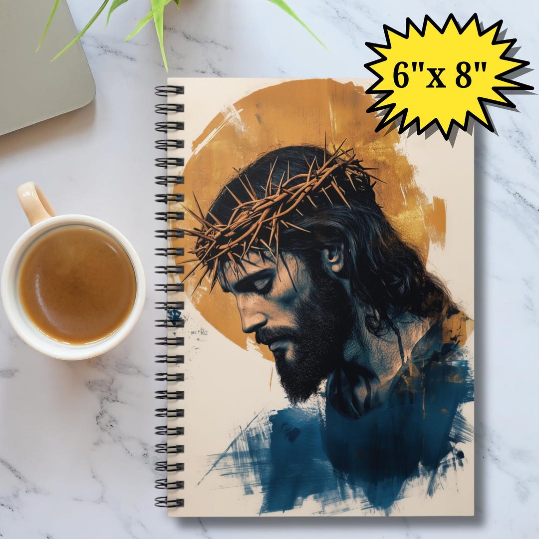 Jesus Crown of Thorns Prayer Notebook, 6x8 Inch Lined Journal Bible ...
