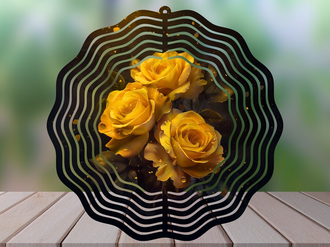Magical Yellow Roses PNG Wind Spinner Sublimation Design, High Quality ...