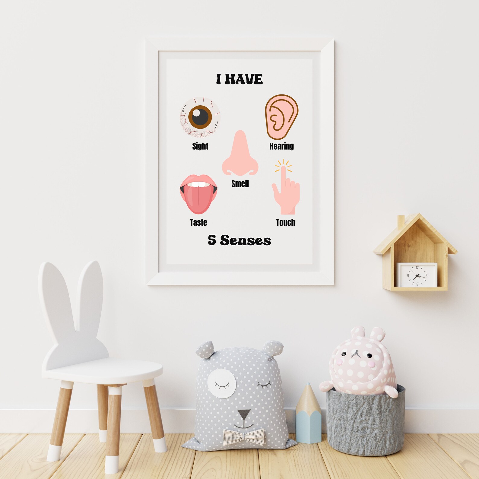 Five Senses Printable Educational Poster for Kids, Classroom Wall Art ...