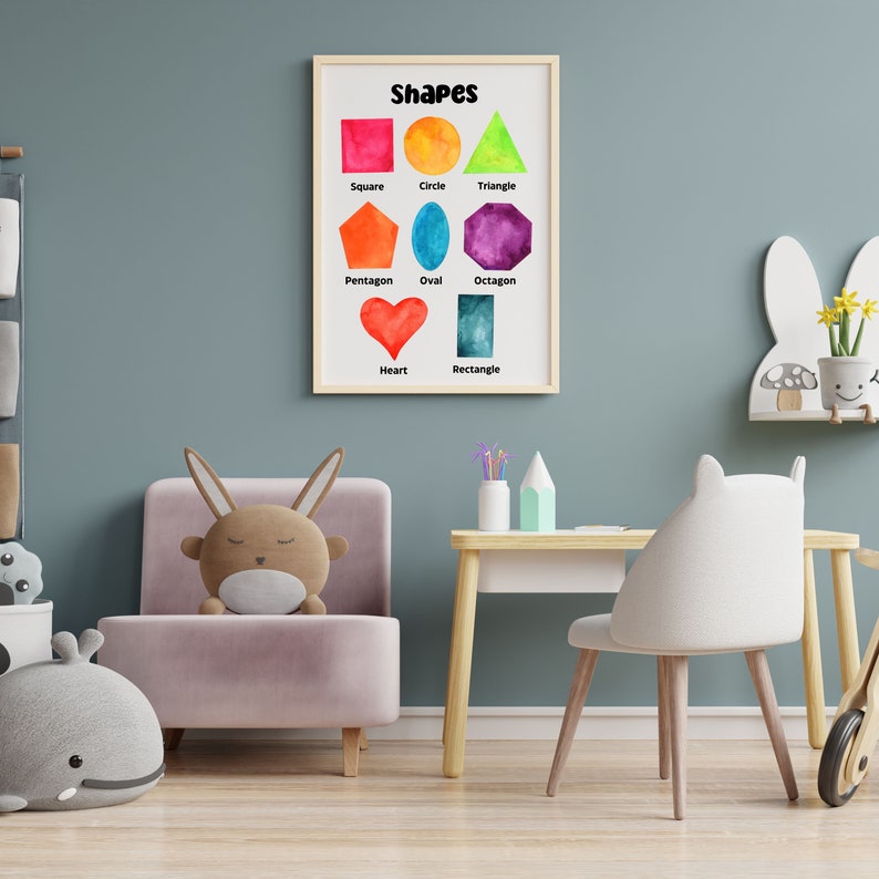 Colorful Shapes Printable, Homeschool Printables, Playroom Wall Art ...