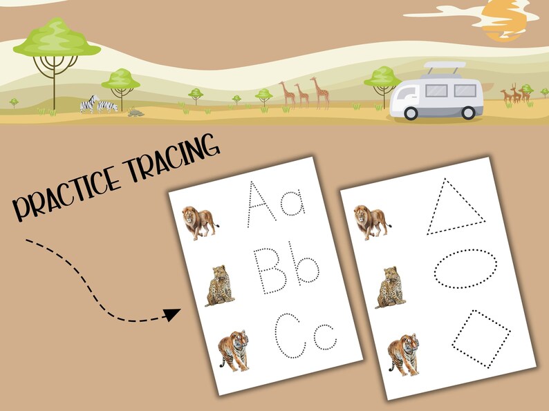Preschool Line Tracing Worksheets, Safari Theme, Big Cat Unit Study ...