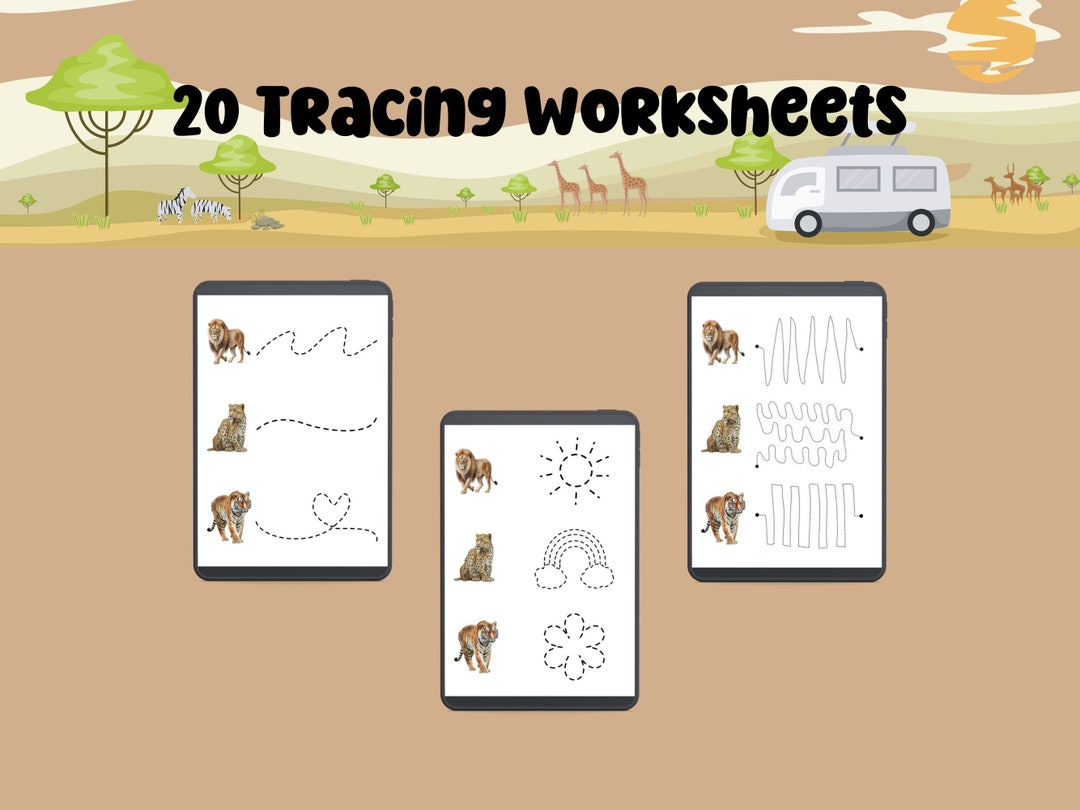 Preschool Line Tracing Worksheets, Safari Theme, Big Cat Unit Study ...